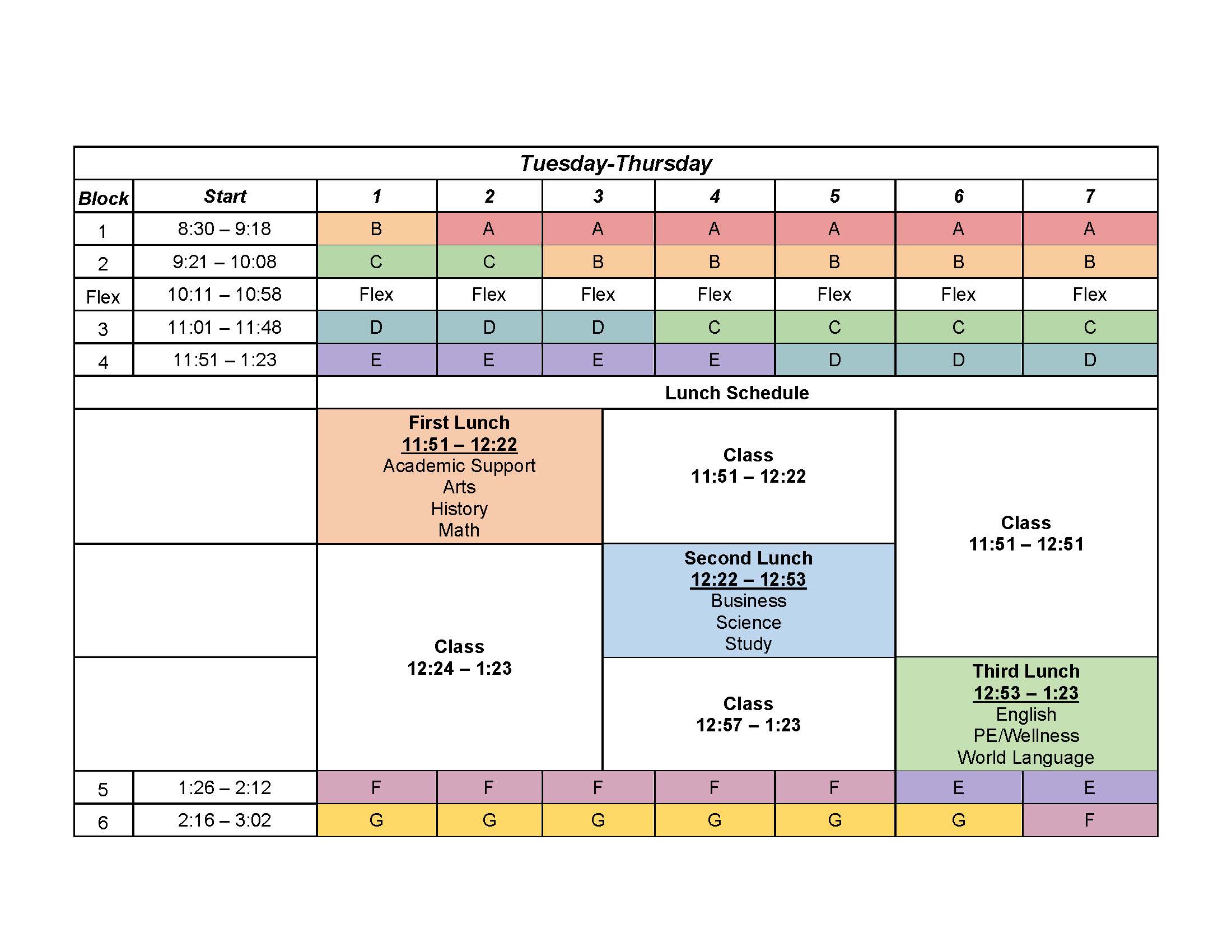 Bell Schedule - Reading Memorial High School