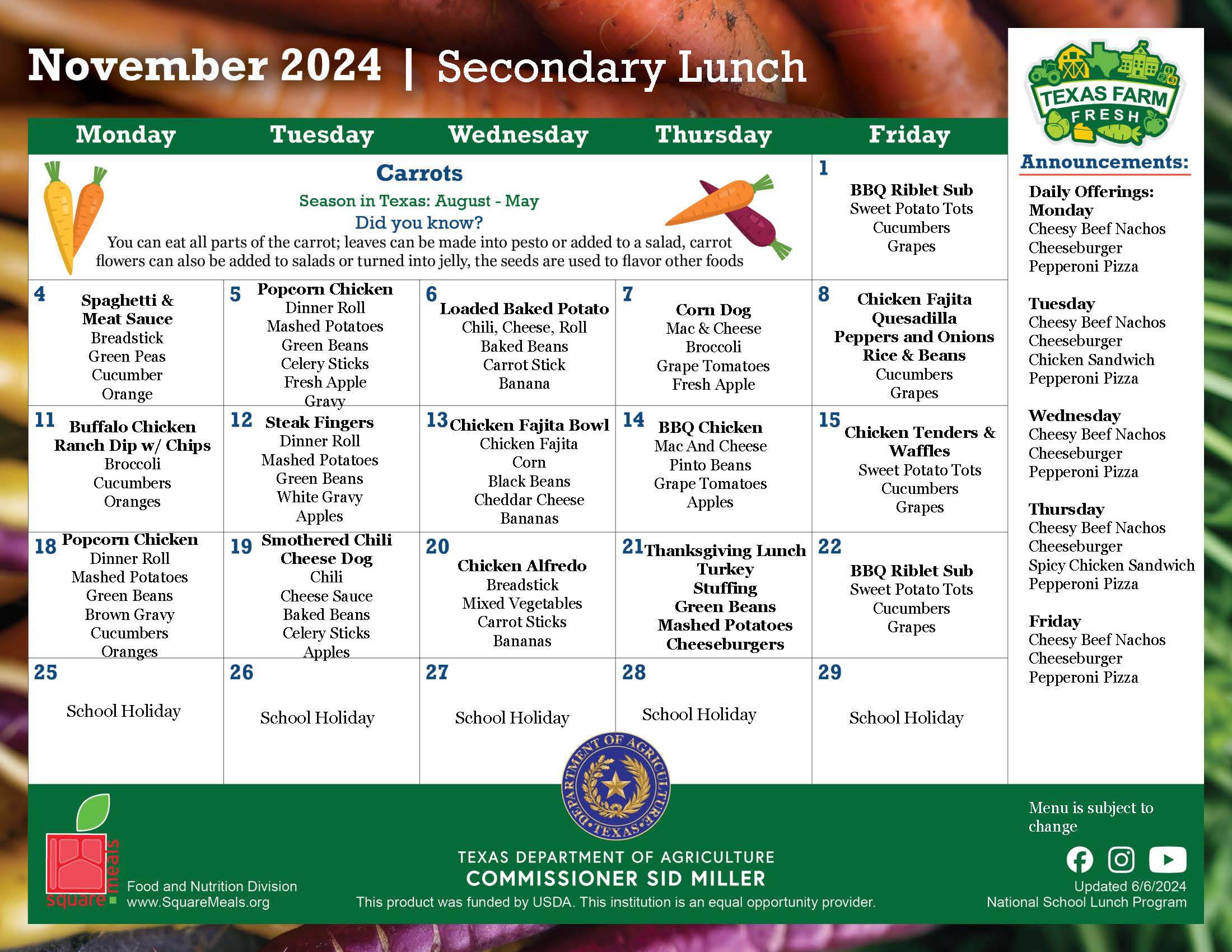 Campus Meal Menus - Alice Independent School District
