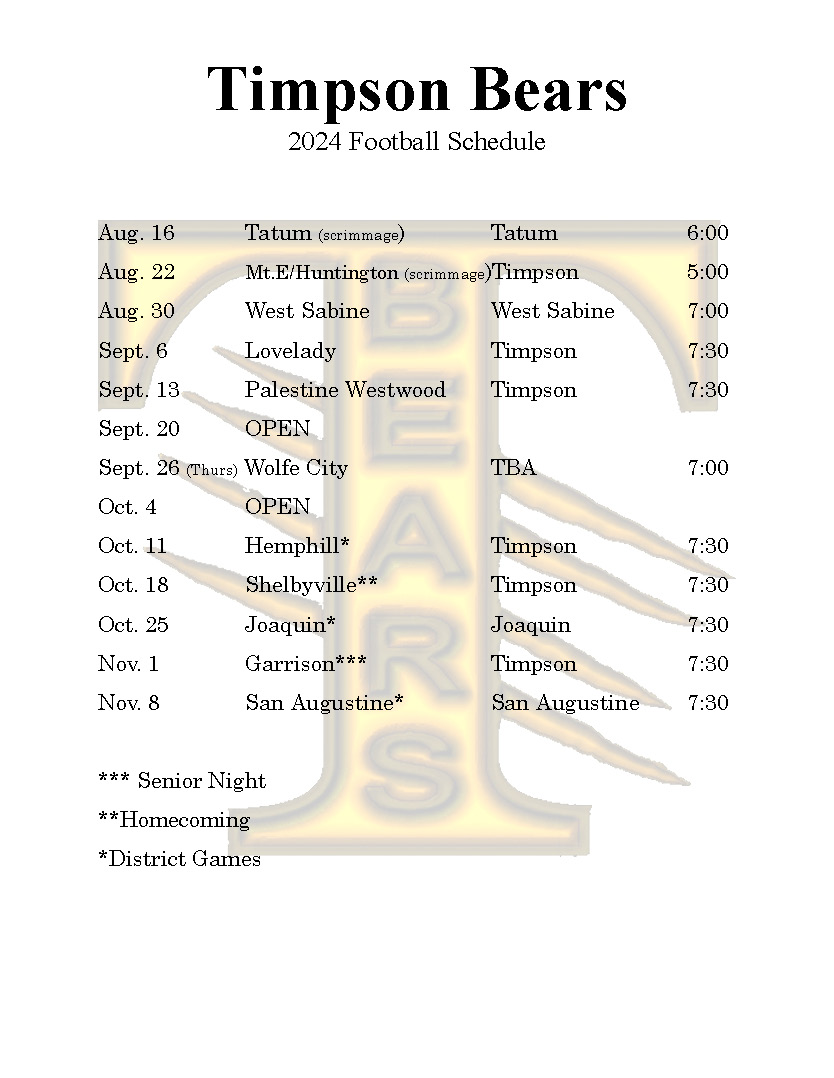 Athletics - Timpson Independent School District